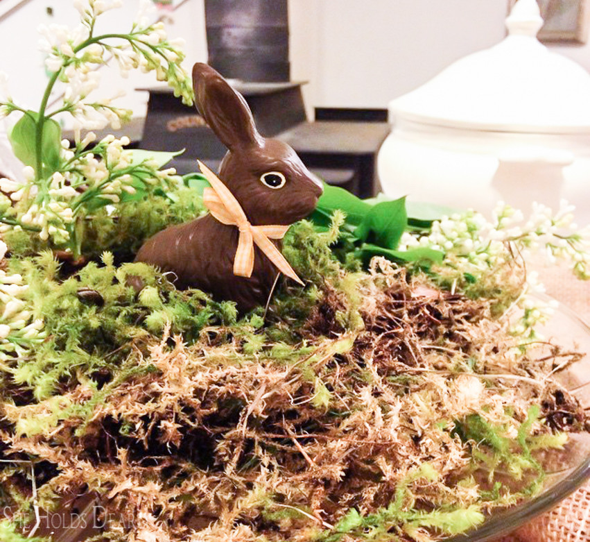 Make An Easy Chocolate Bunny Easter Terrarium - She Holds Dearly